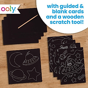 Ooly, Scratch and Scribble, Art Kit for Kids, Space Explorers, Children's Guided Artwork - 10 Piece Set