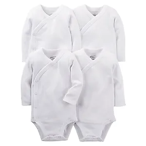 Simple Joys by Carter's Baby 4-Pack Side Snap Bodysuit, White, Newborn