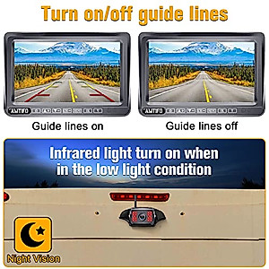 AMTIFO RV Backup Camera Wireless HD 1080P 8 Inch Touch Key Monitor Trailer Rear View System for Truck 5th Wheel Camper Reverse Cam DVR Split Screen 4 Channels Compatible with Furrion Pre-Wired RVs A5