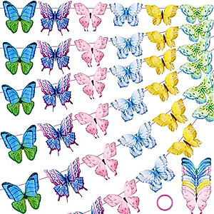 Gueevin 60 Pcs 50 ft Butterfly Garland Butterfly Banner Butterfly Party Decorations Tea Party Decoration for Tea Party Fairy Party Butterfly Party Wedding Baby Shower