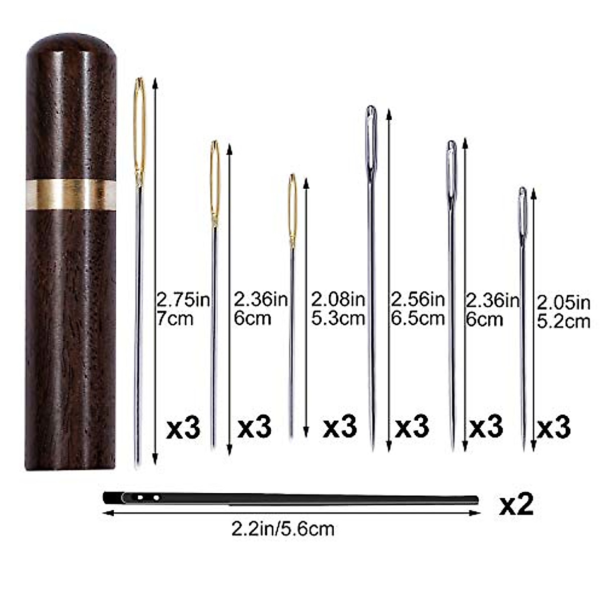Leather Big Eye Needle, 21 Pieces 3 Sizes of Leather Needle Big Eye Needle, with 2 Leather Lacing Needles，1 Piece Needle Bottle, Leather Sewing Needle kit