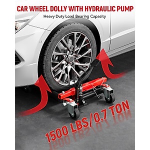 GarveeTech Car Wheel Dolly Set of 4, Hydraulic 6000lbs Car Skates, Heavy Duty Vehicle Positioning Wheel Dolly Jack with Foot Pedal for Tire Auto Repair Moving, Red