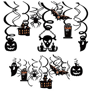 20 Piece Halloween Party Hanging Swirls Decorations with 20g Halloween Spider Web Stretchable Cobweb, Perfect for Home Indoor Outdoor Halloween Party Decorations