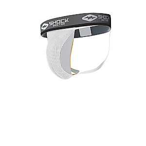 Shock Doctor Athletic Supporter with Cup Pocket, Jock Strap Protection, Youth Sizes (Cup Not Included) White