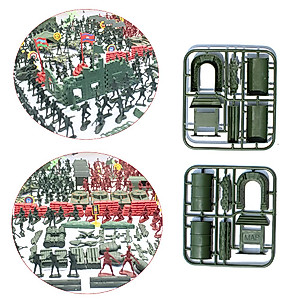 ikasus 330 Piece Plastic Army Men for Boys, Cool Mini Army Action Figures Military Set, Military Toy Soldiers Figures with Tanks, Planes, Flags Accessories Army Base Military Toy Figurines for Boys