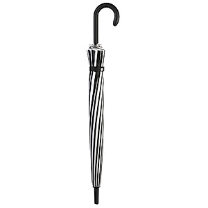 totes Large Eco Auto-Open 24 Rib Stick Umbrella with a Classic J Hook Curved Handle, Black & White