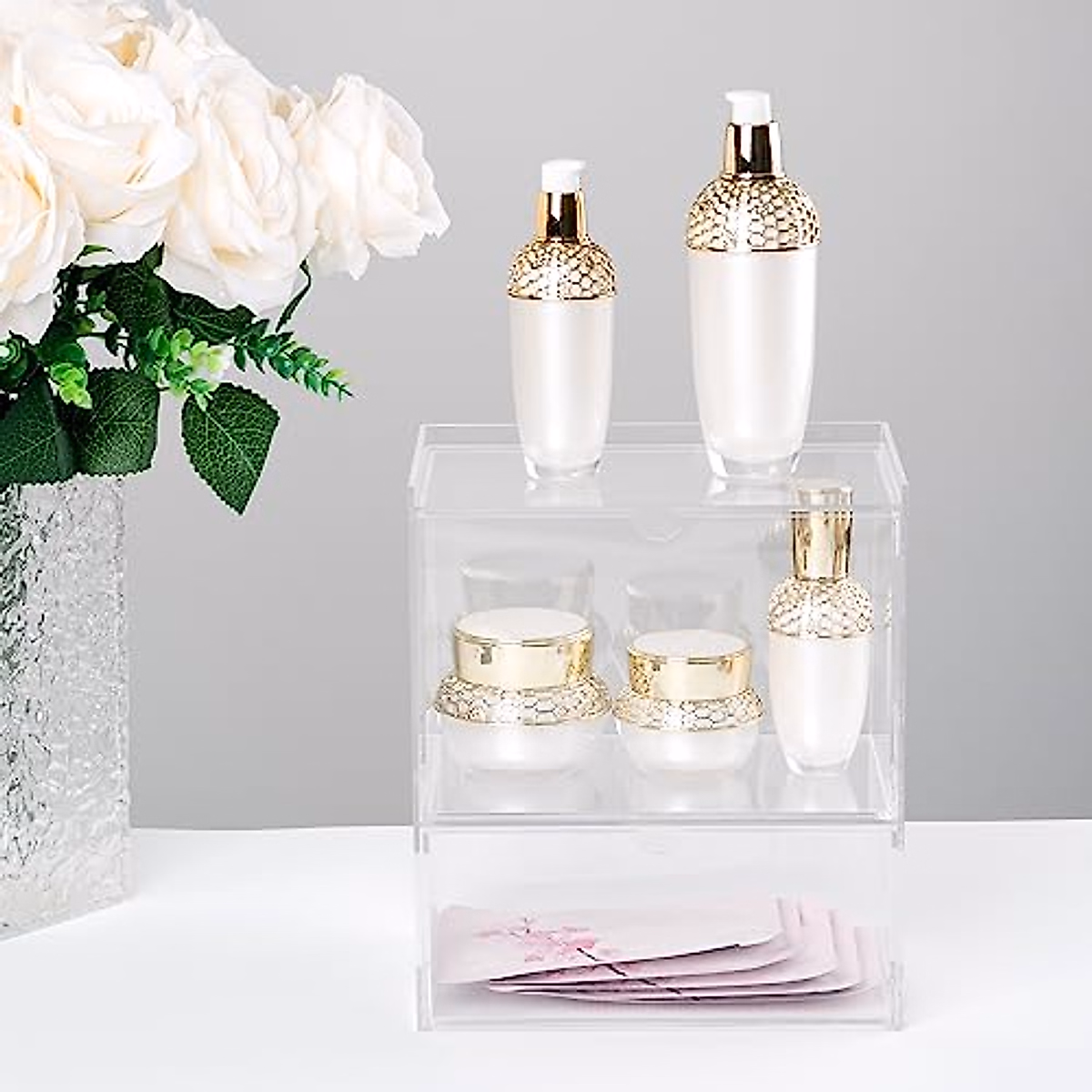 KCGANI Clear Acrylic Laundry Room Organizer for Laundry Pods and Dryer Sheets, Washer and Dryer Supplies Container with Labels, Acrylic Storage Dispenser Box for Fabric Sheet, Dryer Ball, Clothes Pin