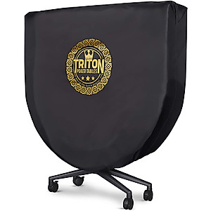 Triton Premium Poker Table for 10 Players with 10 Chairs and Additional Mat - Foldable and Long-Lasting Poker Table and Chairs, Luxurious Vegas Style Casino Experience at Home