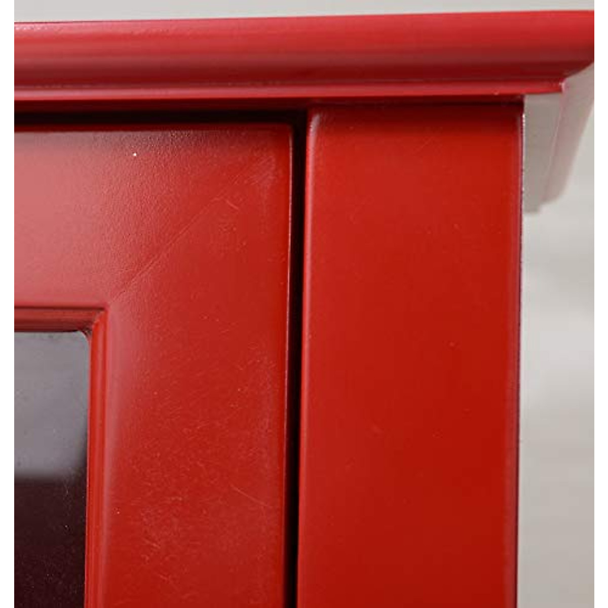 American Furniture Classics OS Home and Office Accent and Display Cabine Glass Door Cabinet, Red Paint