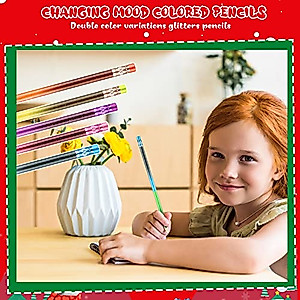 Sabary Color Changing Mood Pencil with Eraser Wooden Fun Pencils Assorted Color Thermochromic Cool Heat Activated Metallic Glitter Pencils for Kids Students Gifts (30 Pieces)