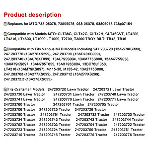 938-05078 Steering Shaft by Ohoho - Compatible with MTD CLT38G, CLT42G, CLT42H, CLT46CVT, LT4200, LT4216, LT4600 - Replaces 938-05078, 738p07154,738-05078, 93805078, 73805078