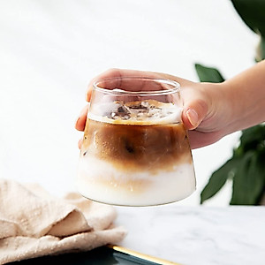 URMAGIC 2 Pcs Vintage Drinking Glasses,10 Oz Mount Fuji Beer Glasses,Mountain Shape Stemless Wine Glasses,Clear Glass Cups,Glass Dessert Cup,Creative Beer Cup for Whisky,Coffee,Cocktail,Beverage,Water