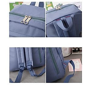 AONUOWE 5pcs Aesthetic Backpack Set for School Teens Girls Daypack Cute Trendy Large Capacity Preppy Shoulder Bag (Black)