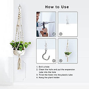 ZOUTOG Macrame Plant Hanger Indoor, Set of 4 Indoor Hanging Planter, Handmade Hanging Plant Holder - 43 Inch, 4 Legs