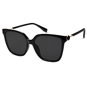 SOJOS Trendy Square Sunglasses for Women Fashion UV Protection Lens Womens Sunnies Sunglasses SJ2196, Black Frame/Grey Lens