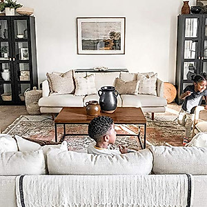 Nathan James Doxa Modern Industrial Coffee Table Wood in with Metal Rectangle Frame, Dark Brown/Black