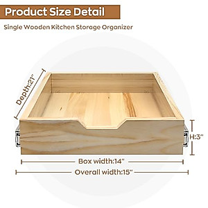 BORISI Pull Out Drawers for Cabinets,14" W x 21" D, 1 Tier Heavy-Duty Slide out Wood Drawer Shelf, Pull Out Cabinet Organizer for Kitchen, Pantry, Bathroom