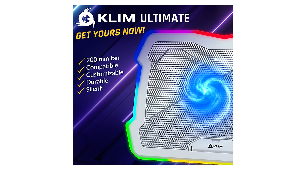 KLIM Ultimate RGB Cooling Pad - Silent & Stylish Laptop Cooler