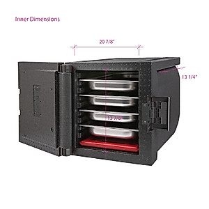 Thermo Future Box Extra Heavy Duty Food Storage Container, Hot Boxes for Catering, Insulated Pan Carrier Saver, Front Loader 1 Count, Black