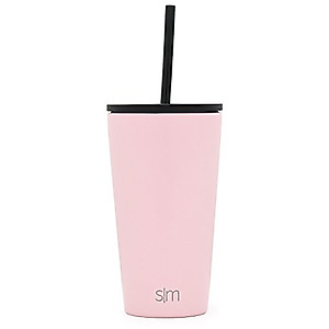 Simple Modern Insulated Tumbler with Lid and Straw | Iced Coffee Cup Reusable Stainless Steel Water Bottle Travel Mug | Gifts for Women Men Her Him | Classic Collection | 16oz | Blush