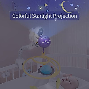 STAPAW Baby Crib Mobile with Music and Lights, Space Traveler Baby Mobile for Crib with IR Remote, Spaceman Nursery Decor Plush Toys for Newborn Boys and Girls Babies 0-12 Months