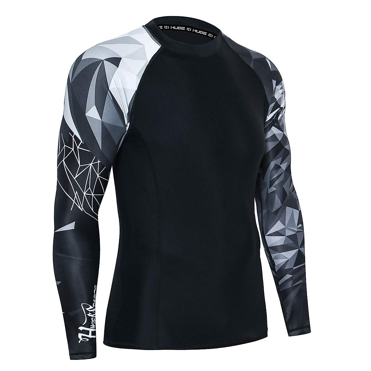 HUGE SPORTS Wildling Series UV Protection Quick Dry Compression Rash Guard (Lion,2XL)