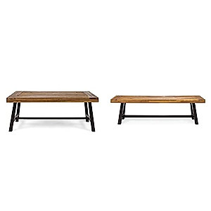 Christopher Knight Home Carlisle Outdoor Acacia Wood Coffee Table and Bench Set