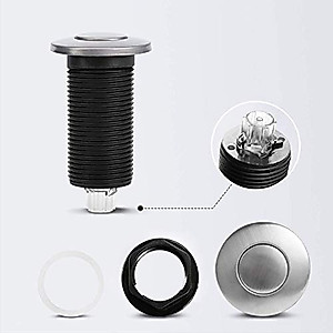 Air Activated Switch Button with Air Hose, Sink Top Stainless Steel Brushed Push Button for Food Waste Garbage Disposal Part (LONG, 2.5 Inch)
