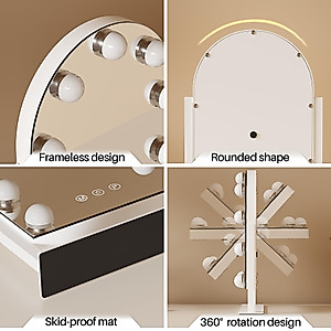ZL ZELing Makeup Mirror with Lights, Vanity Mirror with Lights, Lighted Makeup Mirror, 3 Color Modes, Dimmable Light,360° Rotation