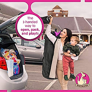 BABYSEATER Portable Playard Play Pen with Carrying Case for Infants and Babies, Pink