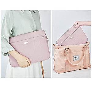 NISHEL Laptop Sleeve Case 13-13.3 Inch, Compatible with MacBook Air, MacBook Pro, HP Dell Lenovo Notebooks, Padded Travel Computer Bag, Laptop Cover with Large Pocket for 12.9 Inch iPad, Pink