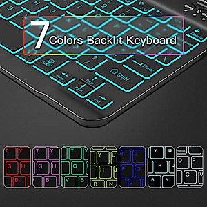 Keyboard Case for Samsung Galaxy Tab S6 Lite 10.4" 2024/2022/2020, Smart case with 7color Backlight Detachable Wireless Keyboard Cover with S Pen Holder (S6 LITE)