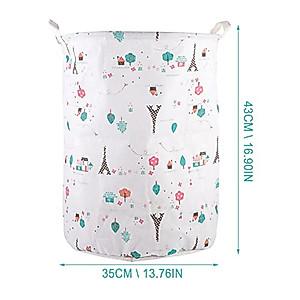 2pcs Bathroom Basket Bucket Container Clothes Nursery Handles Hamper Double with Style Buck Saving Baby Large Foldable Round Space Home Cotton Dirty Handle Room Storage Laundry