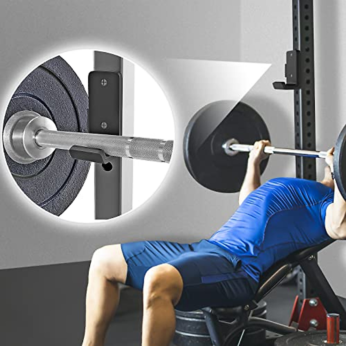 SELEWARE J Hooks for Power Rack, Heavy Duty Barbell J Cups for 2" x 2" Tube Squat Rack with 1" Hole, 1500lbs Capacity, Set of 2