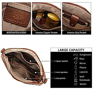 BOSTANTEN Crossbody Bags for Women Leather Handbags Hobo Shoulder Bags with Adjustable Colored Strap Brown