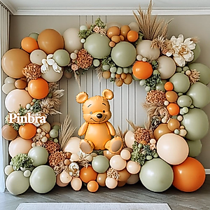 Dusty Green Orange Balloon Garland - Double Stuffed Blush Brown Nude Balloon Arch Avocado Green White Sand Balloons for Neutral Baby Shower Bridal Shower Gender Reveal Birthday Fall Party Decorations