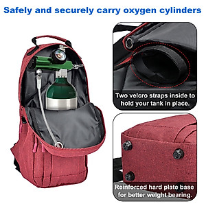 iGuerburn Small Oxygen Tank Backpack for Size M2, A/M4, ML6, B/M6, M7, C/M9, Portable Oxygen Backpack Cylinder Bag O2 Tank Carrier Holder for Travel (Not for Size D Tanks) - Red