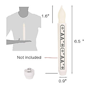 Houdlee Set of 24 Warm White Battery Operated Taper Candles Wax Dipped LED Flicker Amber Realistic Long Taper Candles for Birthday Wedding Party Décor Long Lasting -Batteries Not Included