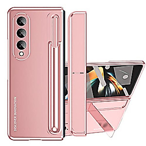 EAXER for Samsung Galaxy Z Fold 4 Case, Full Coverage Protection, Built in Screen Protector Pen Holder Stand Shockproof Rugged Case Cover (Pink)