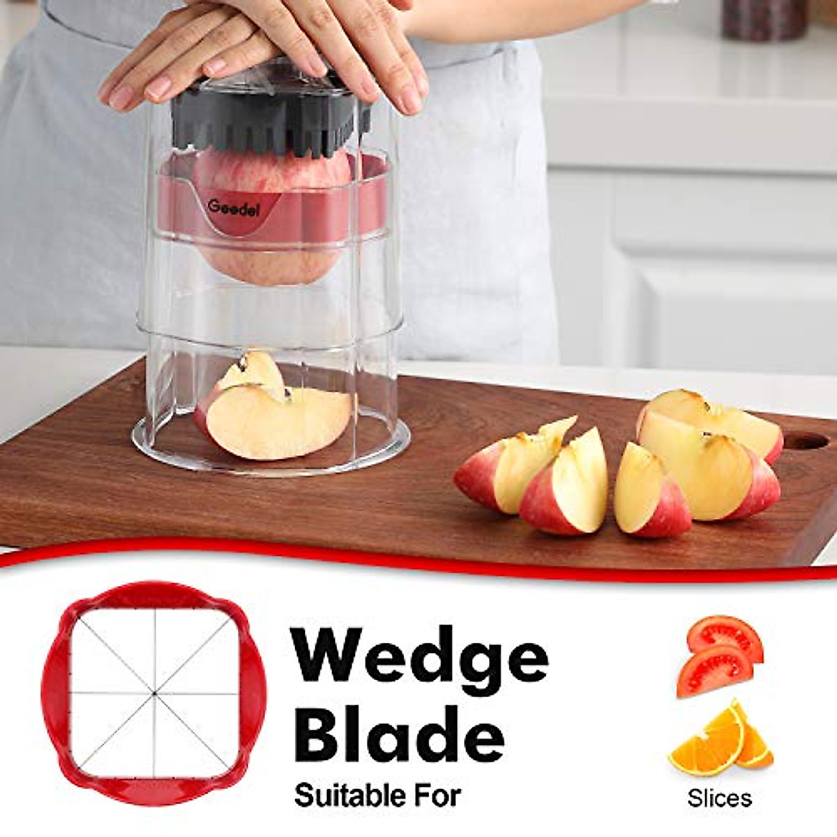French Fry Cutter, Professional Home Style Potato Cutter Fry Cutter Onion Chopper Apple Slicer Corer Great for Potatoes Carrots Cucumbers 2 Blades
