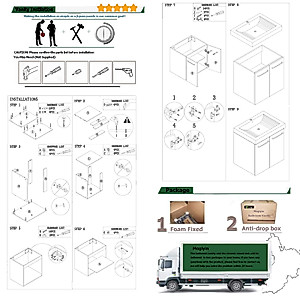 LOCLGPM Modern 24” Black Wood Grain Wall-Mounted Floating Small Bathroom Vanity, Simple Design 2-Door Bathroom Sink Cabinet Vanities Combo Set with White Ceramic Countertop Vessel Sink