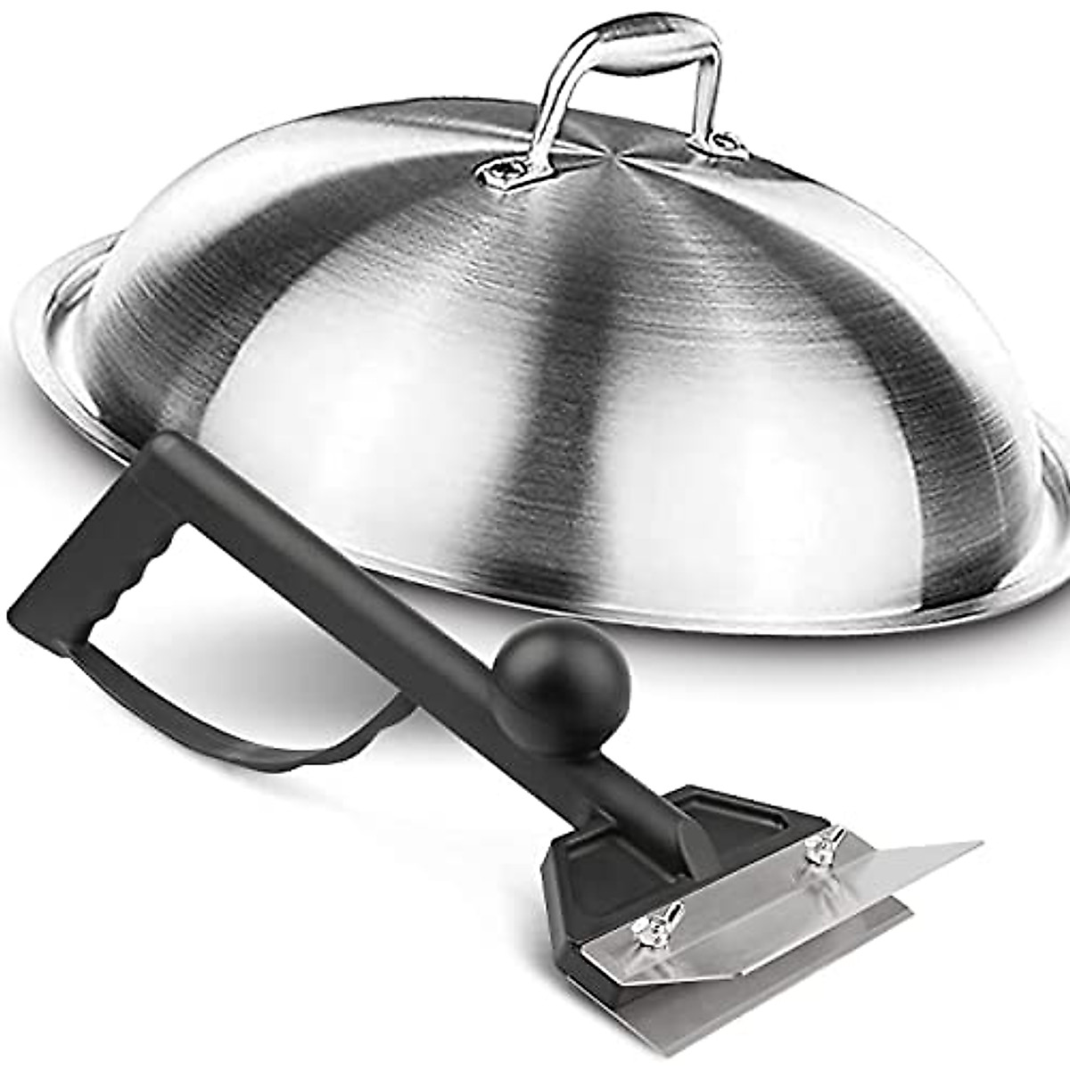 Uniflasy Griddle Cover for Blackstone 28'' Griddle Without Hood,for Most 2 Burner Flat Top Grill Griddle, Heavy Duty 600D Polyester Grilling Cover with Support Pole & Stainless Steel Melting Dome Lid