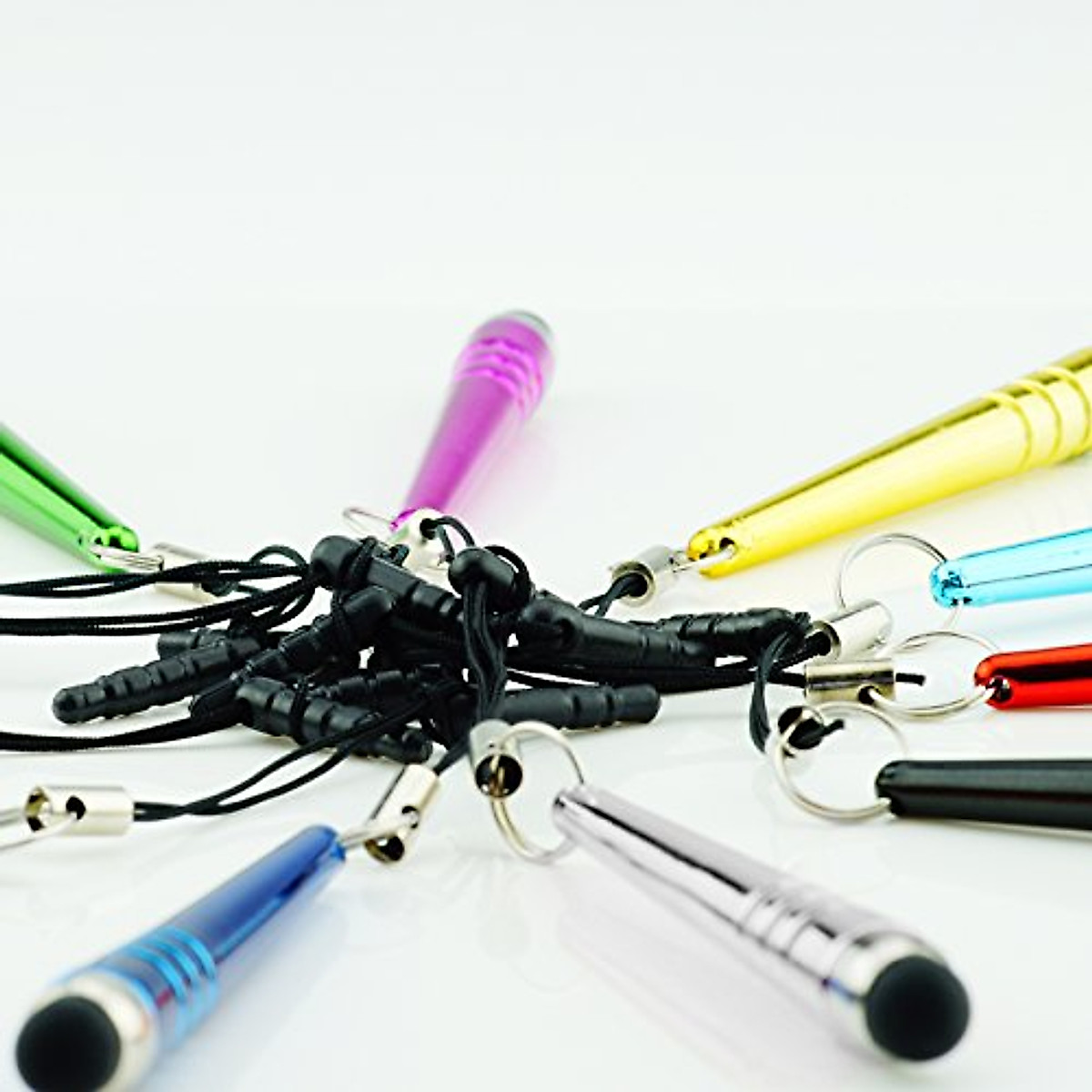 Stylus Pen Bundle 12 Pack/Short Stylus Pens with 3.5mm Jack Connector - Compatible with All Capacitive Touchscreen Devices - for iPad, iPhone, Samsung Phones, Tablets, Android Tablets and More