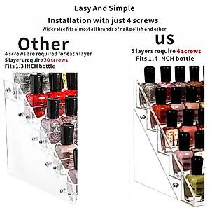 Cq acrylic Nail Polish Holder Organizer 5 layers 72 Bottles Clear Acrylic Nail Polish Tray Fingernail Polish Display Case Essential Oils Holder Sunglasses Eyewear Organizer Storage