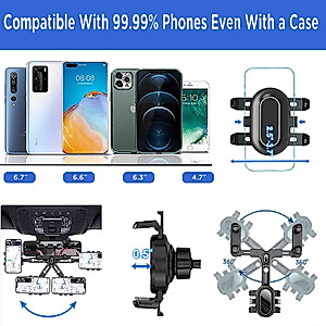 POWDAPTE Rear View Mirror Phone Holder, 360°Rotatable and Retractable Rearview Mirror Phone Holder for Car, Upgraded Four Corners Anti-Shake Multifunctional Design for All iPhone & Car Rearview Mirror
