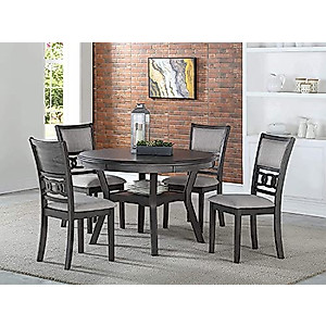 New Classic Furniture Gia 5-Piece Round Dining Set with 1 Dining Table and 4 Chairs, 47-Inch, Gray