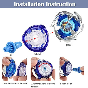 Bey Battling Blade X BX-01 Dran Sword with Spinning Gyro Launcher and Handle Grip Battling Tops Game Gifts for Kids Boys Children - Blue