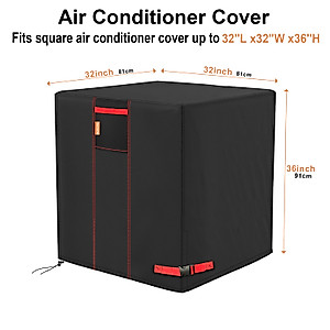 Air Conditioner Cover for Outside Units, Winter AC Condenser Cover Waterproof Outdoor Square Air Conditioner Covers for AC Units, Fits up to 30 x 30 x 32 inches(30''X30''X32'')