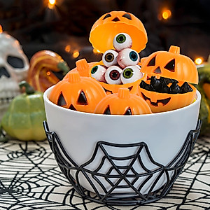 KESOTE Plastic Pumpkins for Candy Small Toys, Fillable Orange Halloween Pumpkin Eggs Candy Holder Containers for Halloween Egg Hunt Treats - Pack of 12