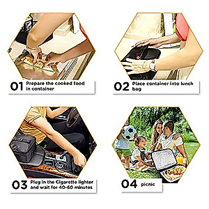Portable Oven Food Warmer Heater Lunch Box 2 in 1 for Car, Truck, Home & Office,110V/12V Double plug Lunch Box for Meals Reheating & Raw Food Cooking